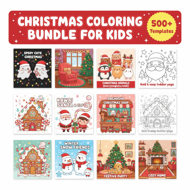 🎄 Christmas Coloring Bundle for Kids – 500+ Holiday Pages (Instant ...