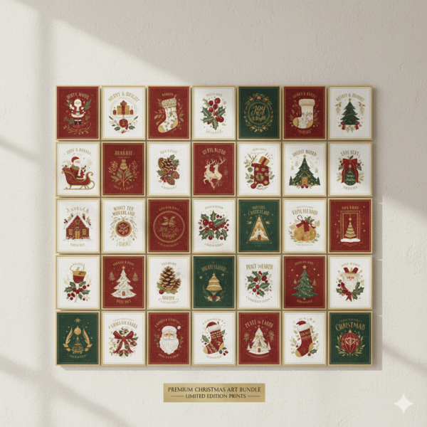 🎄 300+ Vintage Christmas Wall Art Mega Bundle (Printable Posters, PNG ...