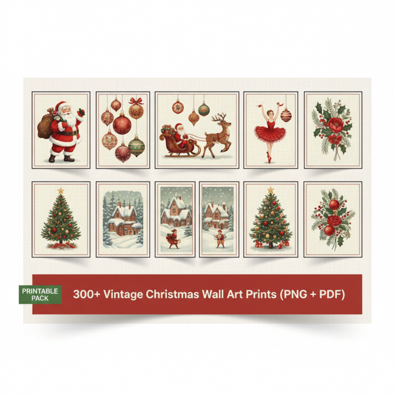 🎄 300+ Vintage Christmas Wall Art Mega Bundle (Printable Posters, PNG ...