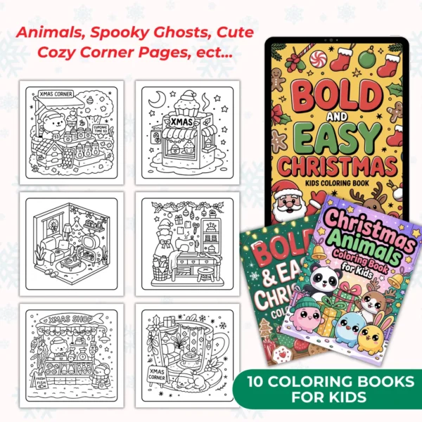 🎄 Christmas Coloring Bundle for Kids – 500+ Holiday Pages (Instant ...