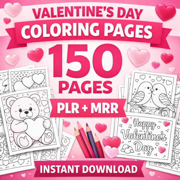 Valentine’s Day Coloring Pages Bundle (PLR + MRR) – 150 Printable Pages ...