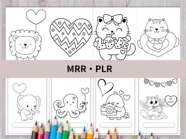 Valentine’s Day Coloring Pages Bundle (PLR + MRR) – 150 Printable Pages ...